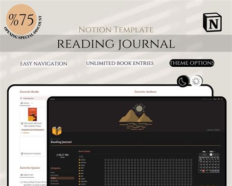 Reading Planner Notion Template Reading Journal Dark Mode Notion Reading Tracker Book Tracker