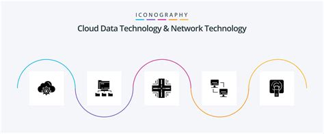 Cloud Data Technology And Network Technology Glyph 5 Icon Pack Including Finger Computing