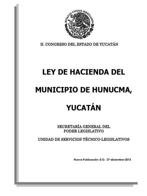 yucatan ley hacendaria municipio hunucma 2021 10 06 pdf propiedad