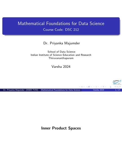 Mathematical Foundations For Data Science Course Code Dsc 212 Pdf