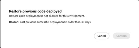 Restore The Previous Source Code Deployed Adobe Experience Manager