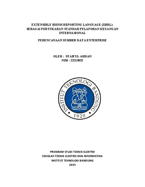 Pdf Syaiful Ahdan Extensible Bisnis Reporting Language Xbrl