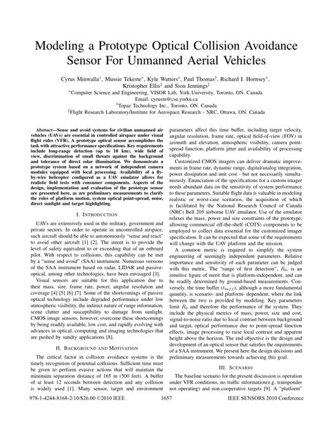 PDF Modeling A Prototype Optical Collision Avoidance Sensor For Unmanned Aerial Vehicles