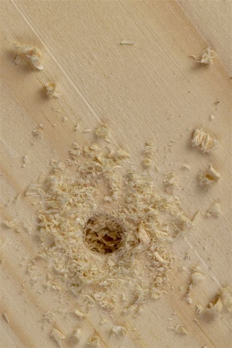 Metal Drill Bit And Pine Wood Board During Operation Stock Photo Image Of Work Holes