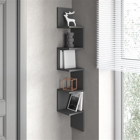 ᐉ Полка для книг настенная угловая 200х1280х200 мм Антрацитовая Hm 9 • Купить в Киеве Украине