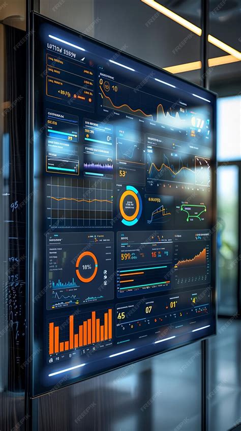 Ultrarealistic Hightech Dashboard For Data Analytics Modern Office Setting With Ai Integration