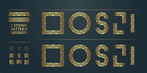 빈티지 황금 기하학적 패턴 테두리 프레임 전통적인 민족 벡터 테두리 프레임 컬렉션 고대 그리스 양식에 대한 스톡 벡터 아트 및 기타 이미지 고대 그리스 양식 고대의