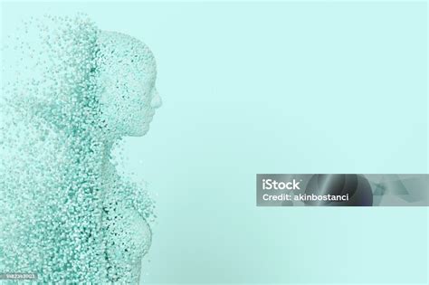 Artificial Intelligence Deep Learning Technology Background Dissolving Human Face With Cube