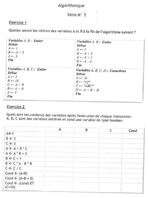 Serie 1 Algorithme Pdf