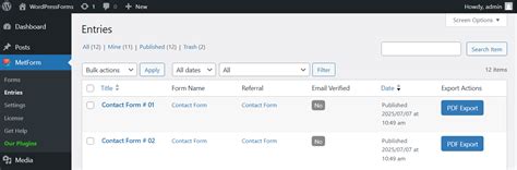 wordpress contact form settings for metform wpmet