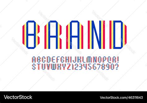 Tech Font Alphabet From Double Line Minimal Vector Image