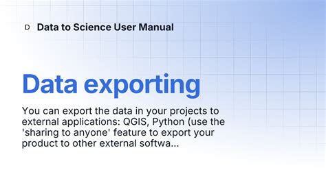 data exporting data to science user manual