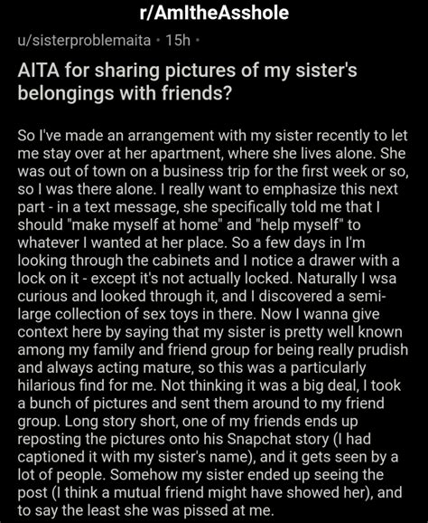 Am I The Asshole On Twitter Aita For Sharing Pictures Of My Sisters
