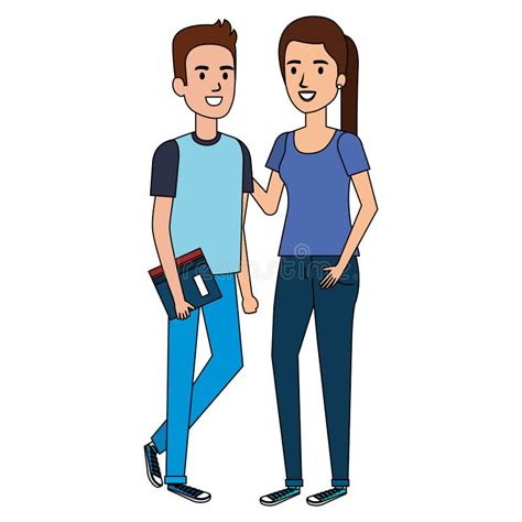 Couple Of Students Characters Stock Illustration Illustration Of