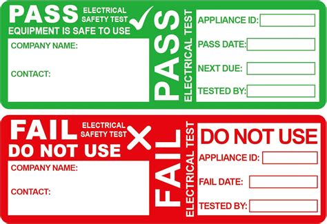1x3 Inch 100 Pcs Green Pass Pat Testing Labels With 20 Pcs Fail Appliance Testing Labels 1x3