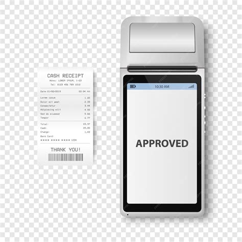 Premium Vector Vector 3d Black Nfc Payment Machine With Approved Status And Paper Check