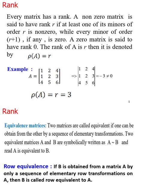 Rank Of Matrices Pdf