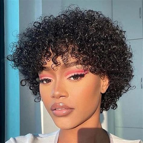 Soku Short Curly Wigs With Bangs For Black Women Afro