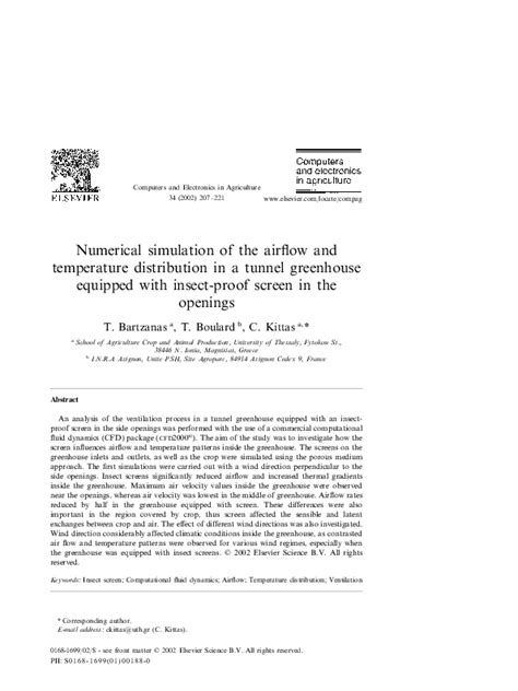 Pdf Numerical Simulation Of The Airflow And Temperature Distribution