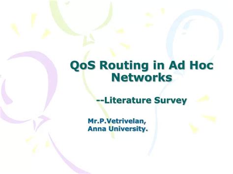 Ppt Qos Routing In Ad Hoc Networks Literature Survey Powerpoint Presentation Id6451920