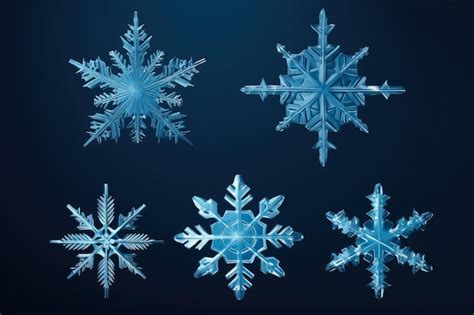 Arctic Blues Assorted Snowflake Set Premium Ai Generated Image