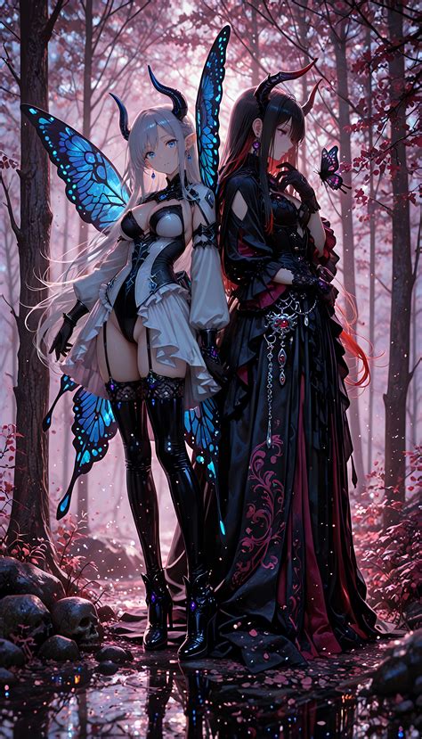 Demon Girl With Azure Butterfly Wings Mobile Wallpaper Pixiewall
