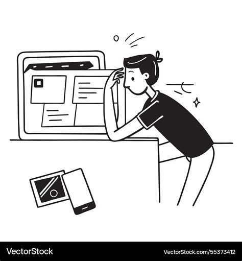 Developer Looking At A Failed Code Deployment Vector Image