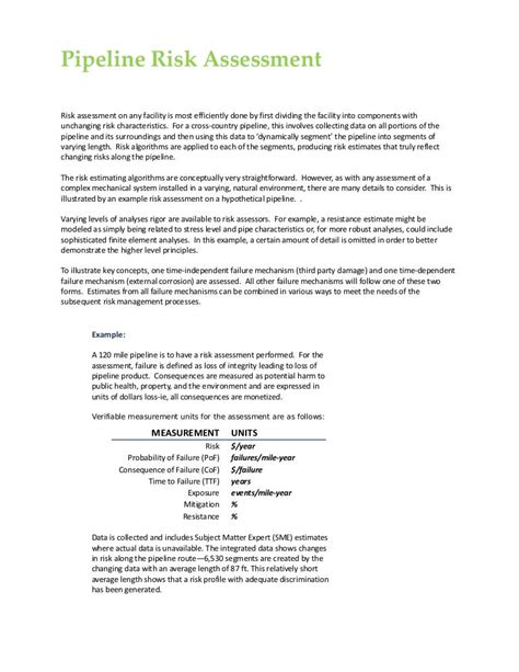 Pipeline Risk Assessment