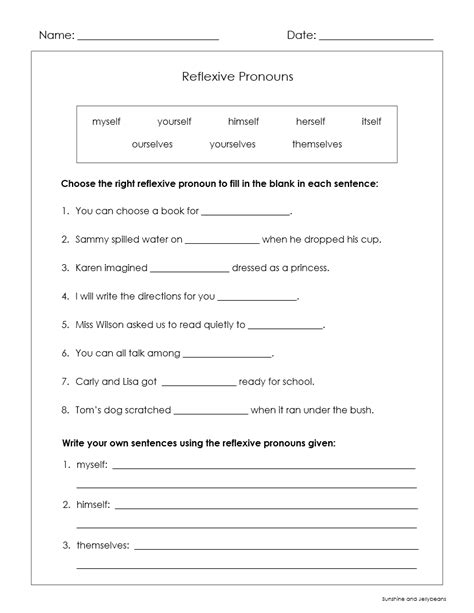 Reflexive Pronouns Recognizing And Using Them 3 Worksheets Grades