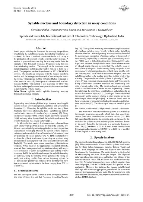 Pdf Syllable Nucleus And Boundary Detection In Noisy Conditions