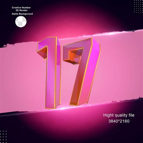 Premium Psd Pink 3d Number17 For Design