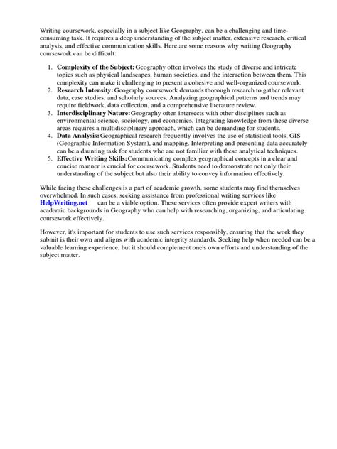 Example Geography Coursework Pdf Geography Earth Sciences