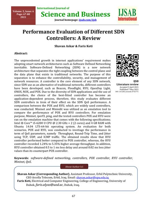 PDF Performance Evaluation Of Different SDN Controllers A Review