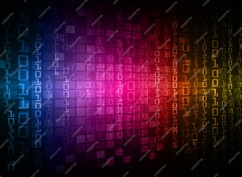 Premium Vector Blue Pink Orange Binary Code Circuit Board Future Technology