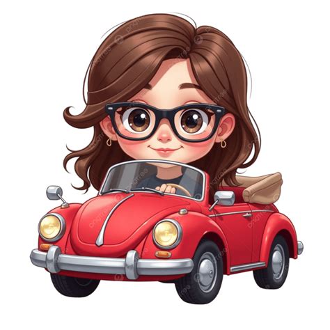 Cartoon Girl Driving A Car With Style Car Clipart Cartoon Clipart