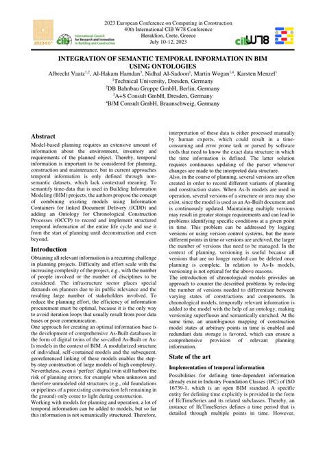 Pdf Integration Of Semantic Temporal Information In Bim Using Ontologies