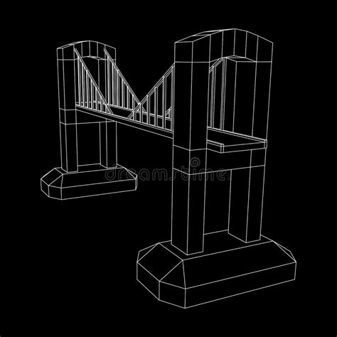 Bridge Connection Structure Wireframe Stock Vector Illustration Of