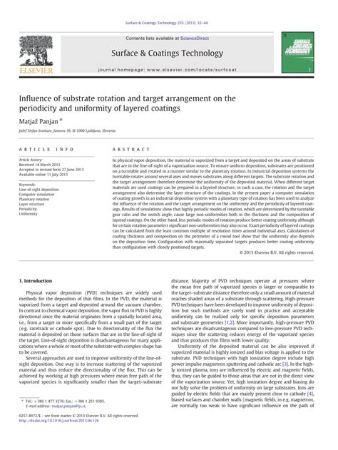 Pdf Influence Of Substrate Rotation And Target Arrangement On The Periodicity And Uniformity