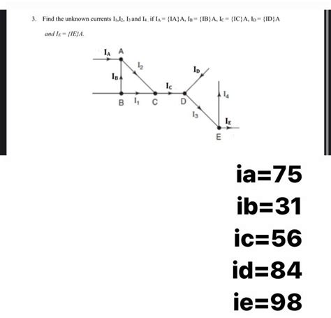 solved find the unknown currents ib i2 i3 and i4 if