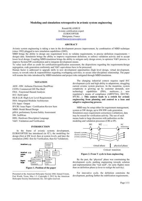 Modeling And Simulation Retrospective In Avionic System Engineering