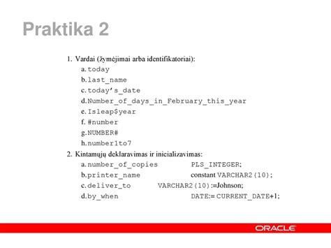 Kintamųjų deklaravimas PL SQL ppt download