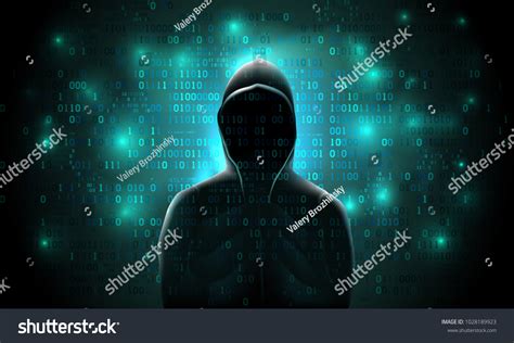 Silhouette Hacker On Background Binary Code Stock Vector Royalty Free 1028189923 Shutterstock