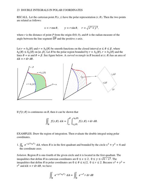 23 Double Integrals In Polar Coordinates Pdf