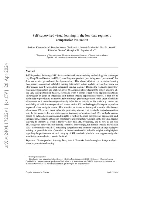 Pdf Self Supervised Visual Learning In The Low Data Regime A