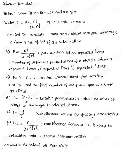 Solved RECAP DIRECTIONS Identify The Following Formulas Then Explain Briefly How It Is Used
