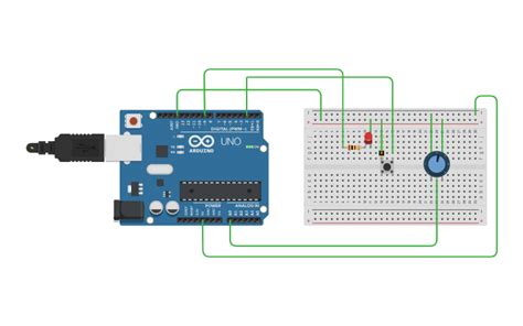 Circuit Design Led Brightness Control Using Potentiometer And Pushbutton Tinkercad
