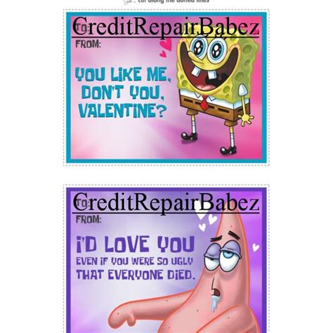 Spongebob Valentine Day Card Etsy