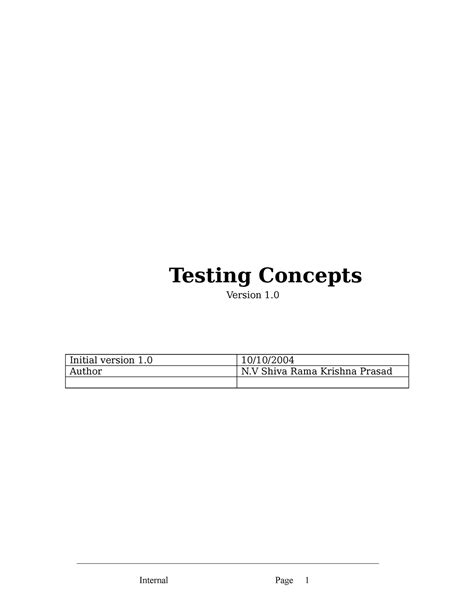 Software Testing Concepts Testing Concepts Version 1 Initial Version