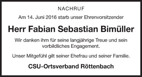 Traueranzeigen Von Fabian Sebastian Bimüller Trauernnde