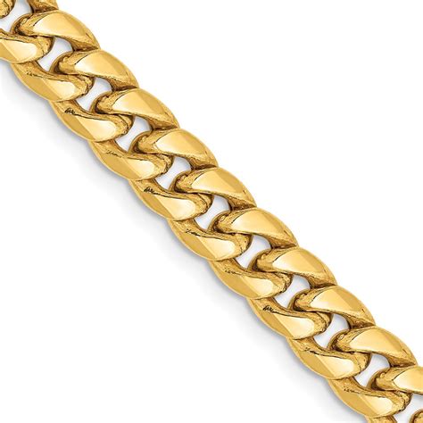 24 Inch 14k Yellow Gold 6mm Semi Solid Miami Cuban Chain Necklace Goldia